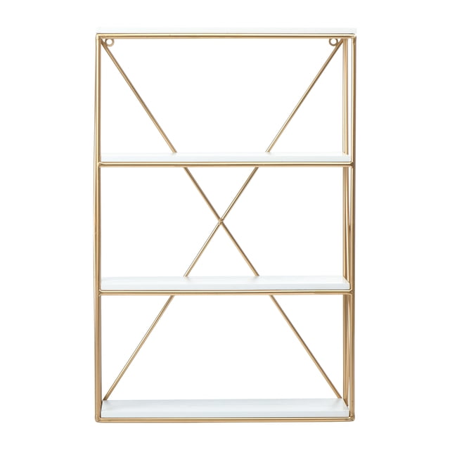 Creative Co-Op Wood and Gold Rectangle Wall Shelf - Walmart.com