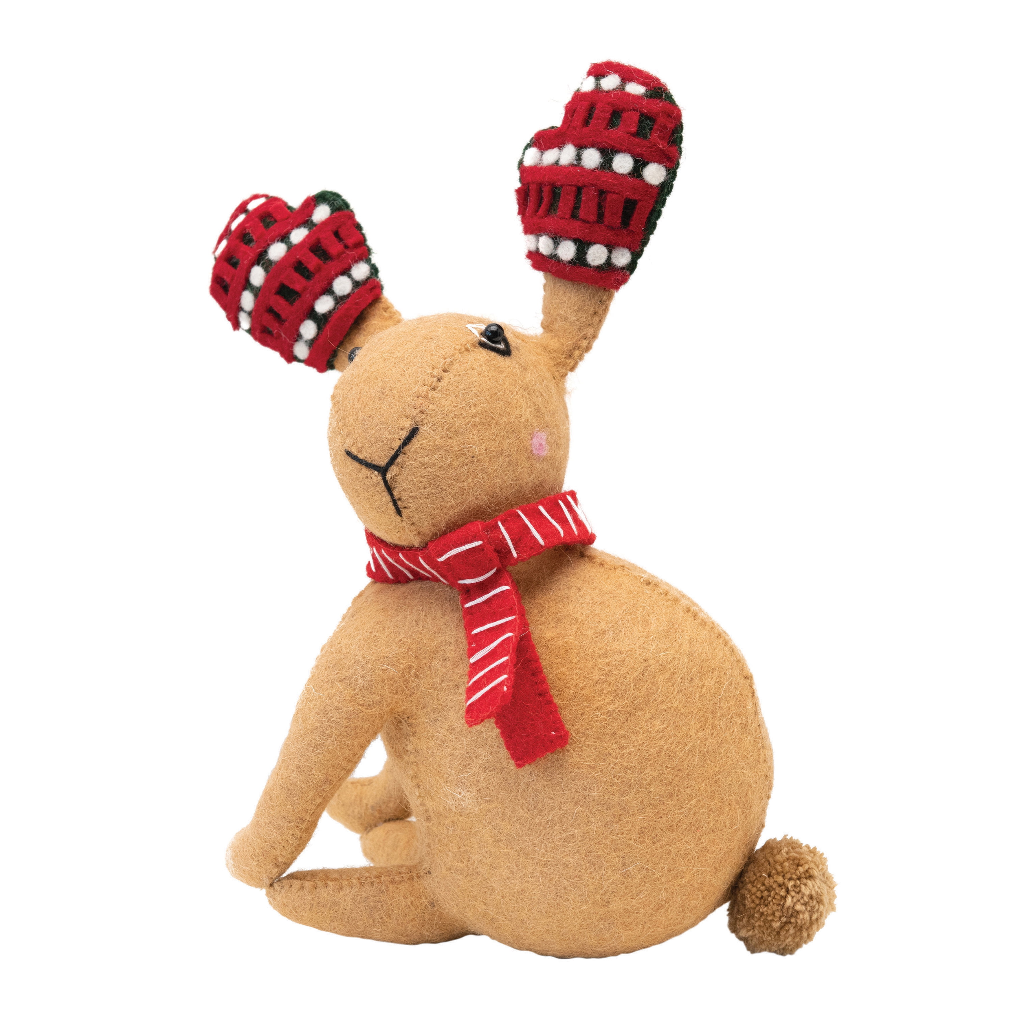 Creative Co-Op Wool Felt Bunny Tree Topper with Scarf & Gloves ...