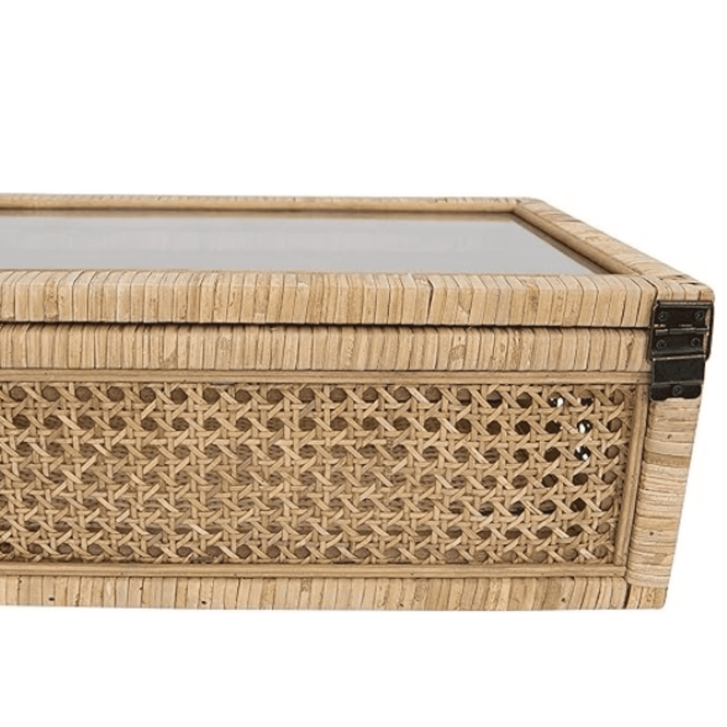 Creative Co-Op ative Rectangle Woven Rattan an Display Boxes with Glass ...