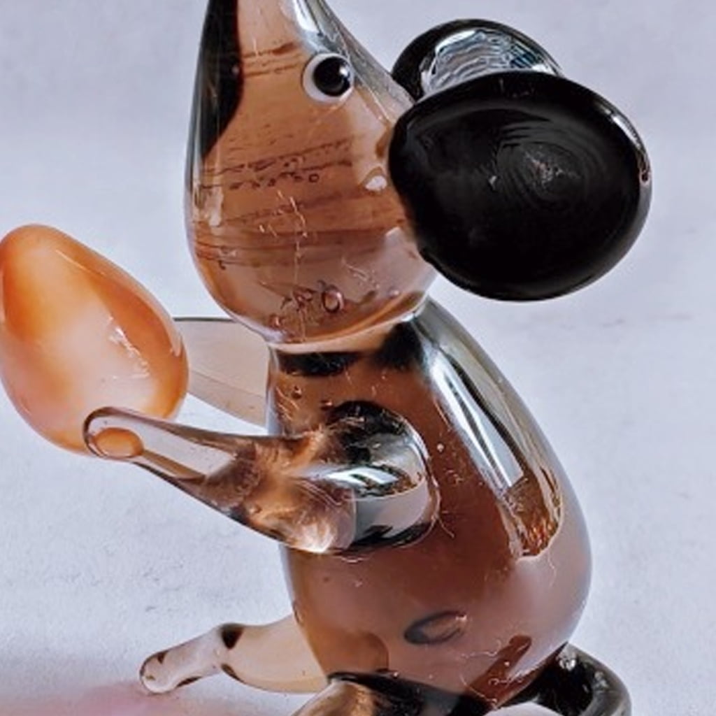 Creative Colored Glass Mouse Stealing Eggs Sculpture Handcrafted ...