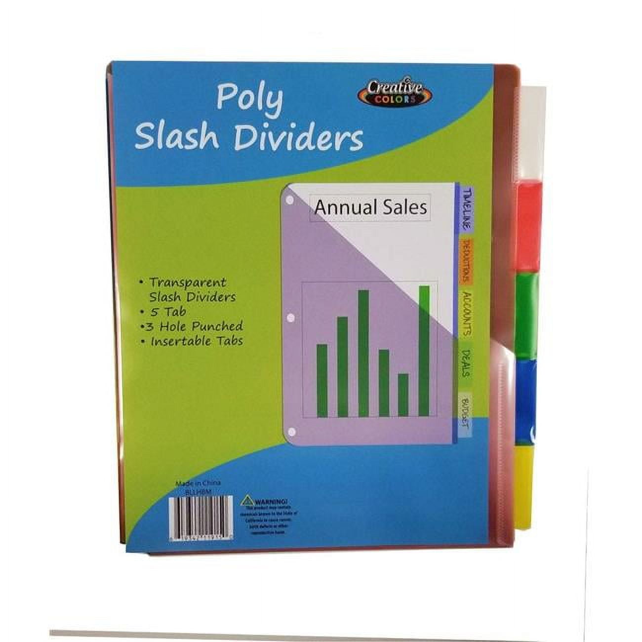 Creative Colors 2342122 Poly Slash Dividers - 5 Tabs - Case of 48 ...