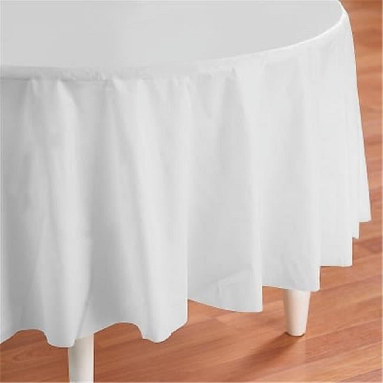 Creative Converting 193021 Bright White- White Round Plastic Tablecover ...