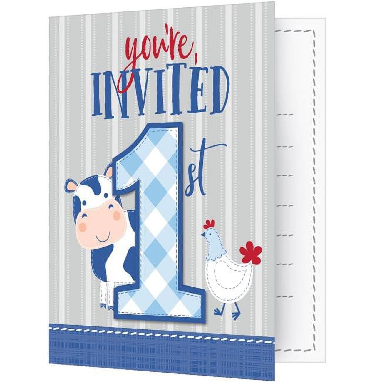 Creative Converting 340138 Farmhouse 1st Birthday Boy Invitations, 8 ...