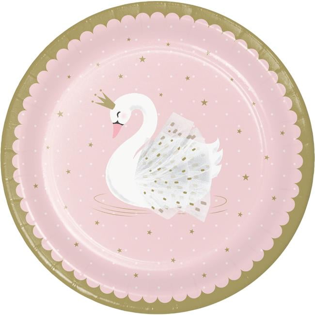 Creative Converting 343834 9 in. Swan Paper Disposable Dinner Plate ...