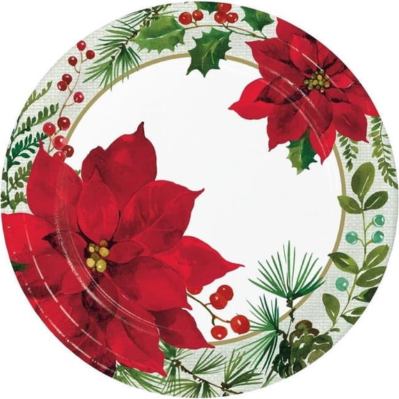Creative Converting 359458 8.75 in. Posh Poinsettia Dinner Paper Plate ...
