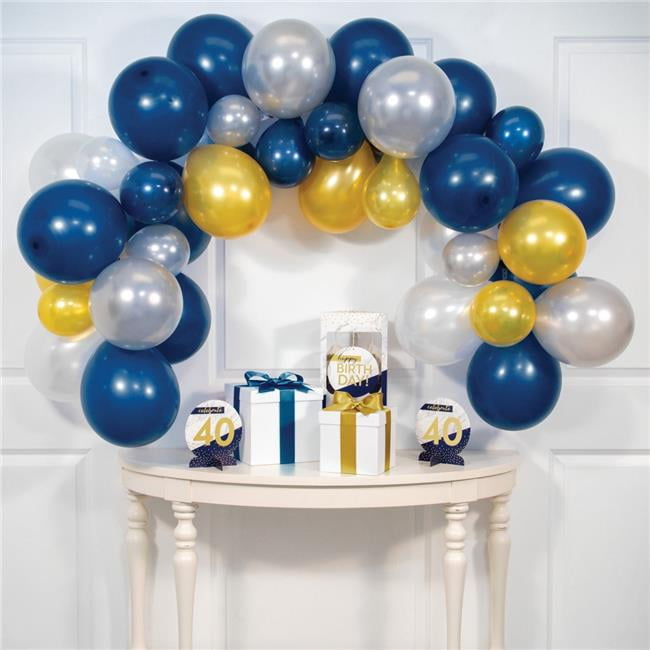 Creative Converting 360494 6 ft. Navy, Gold & Silver Balloon Party ...