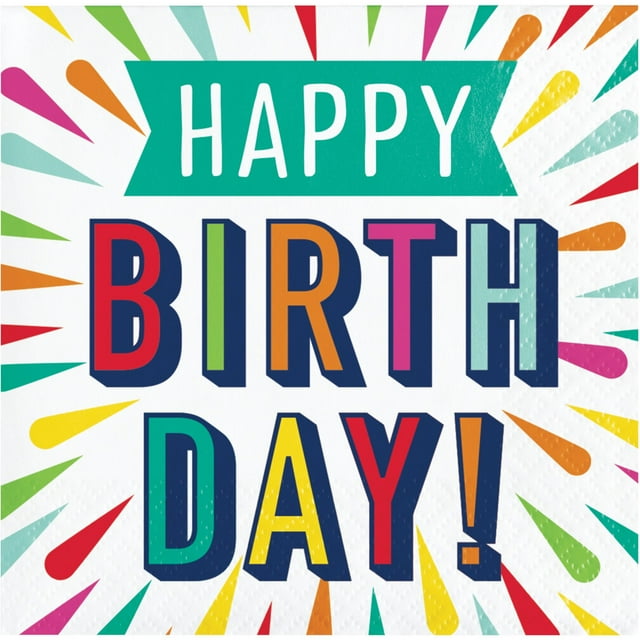 Club Pack of 192 Red and Blue Birthday Burst 2 Ply Disposable Beverage ...