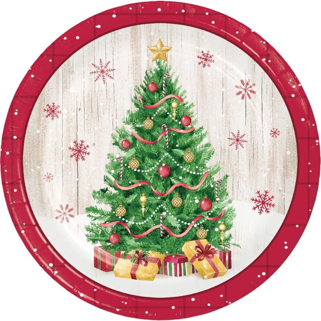 Creative Converting 8-Count Vintage Christmas Dinner Plate - Walmart.com