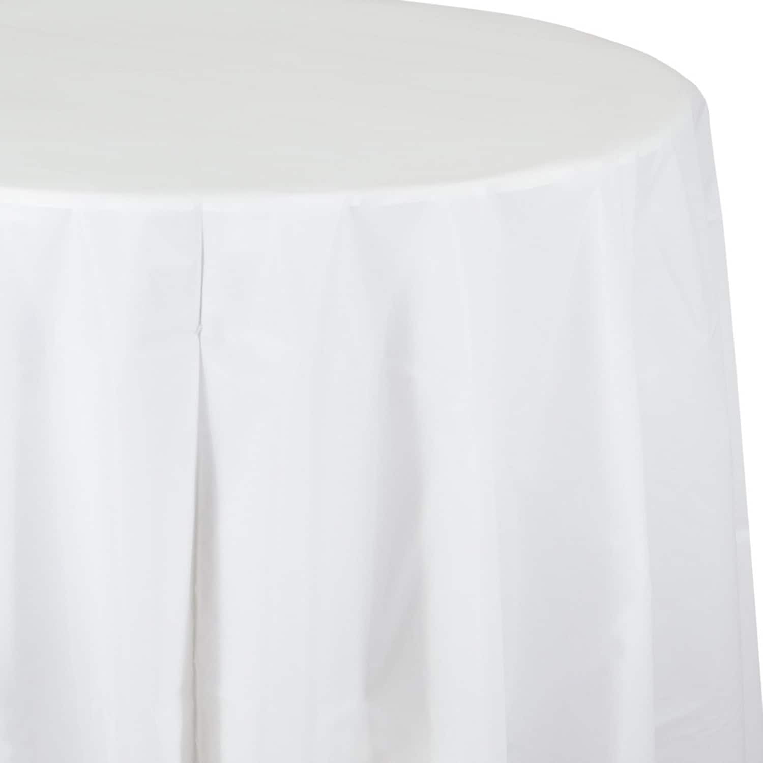 Creative Converting 82"W White Round Plastic Tablecloths 3 Count ...