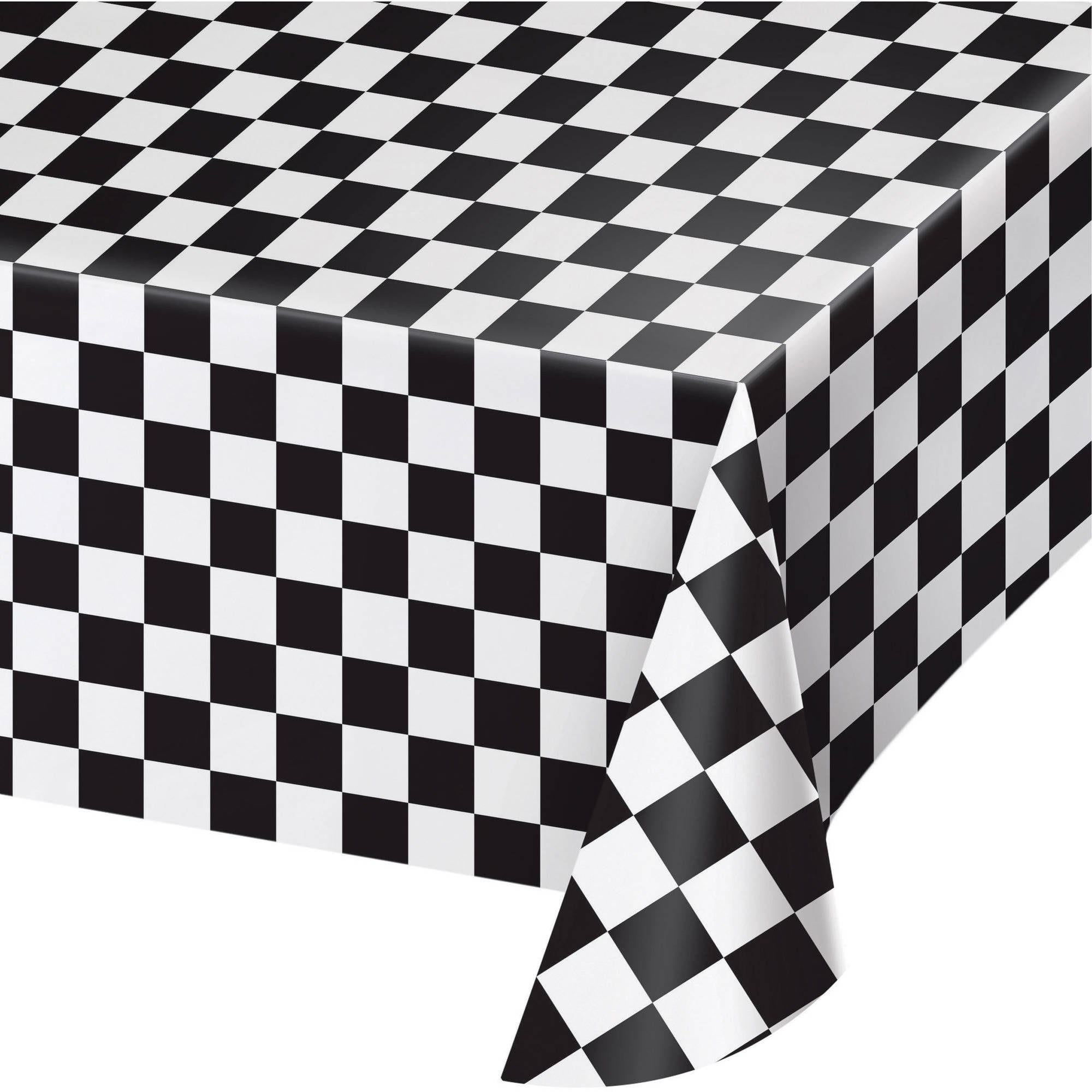 Creative Converting Black Checkered Plastic Tablecloth, 54" x 108 ...