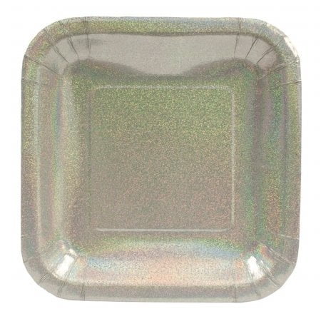 Creative Converting Dessert Plates, SQ DD 12/8, Prism Silver Glitz ...