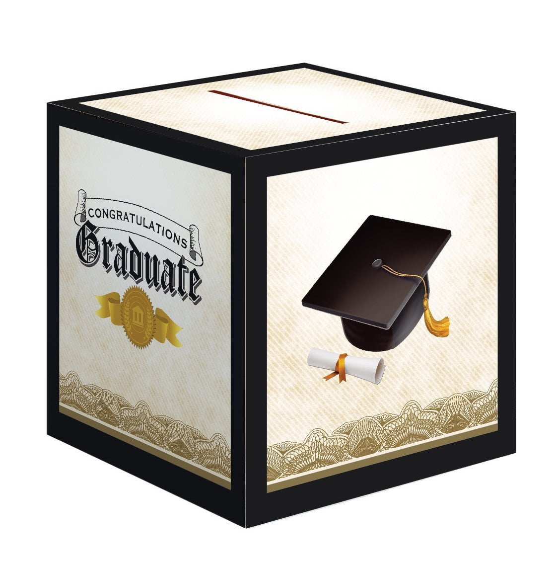 Creative Converting Graduation Card Holder Box Cap and Gown, Black ...