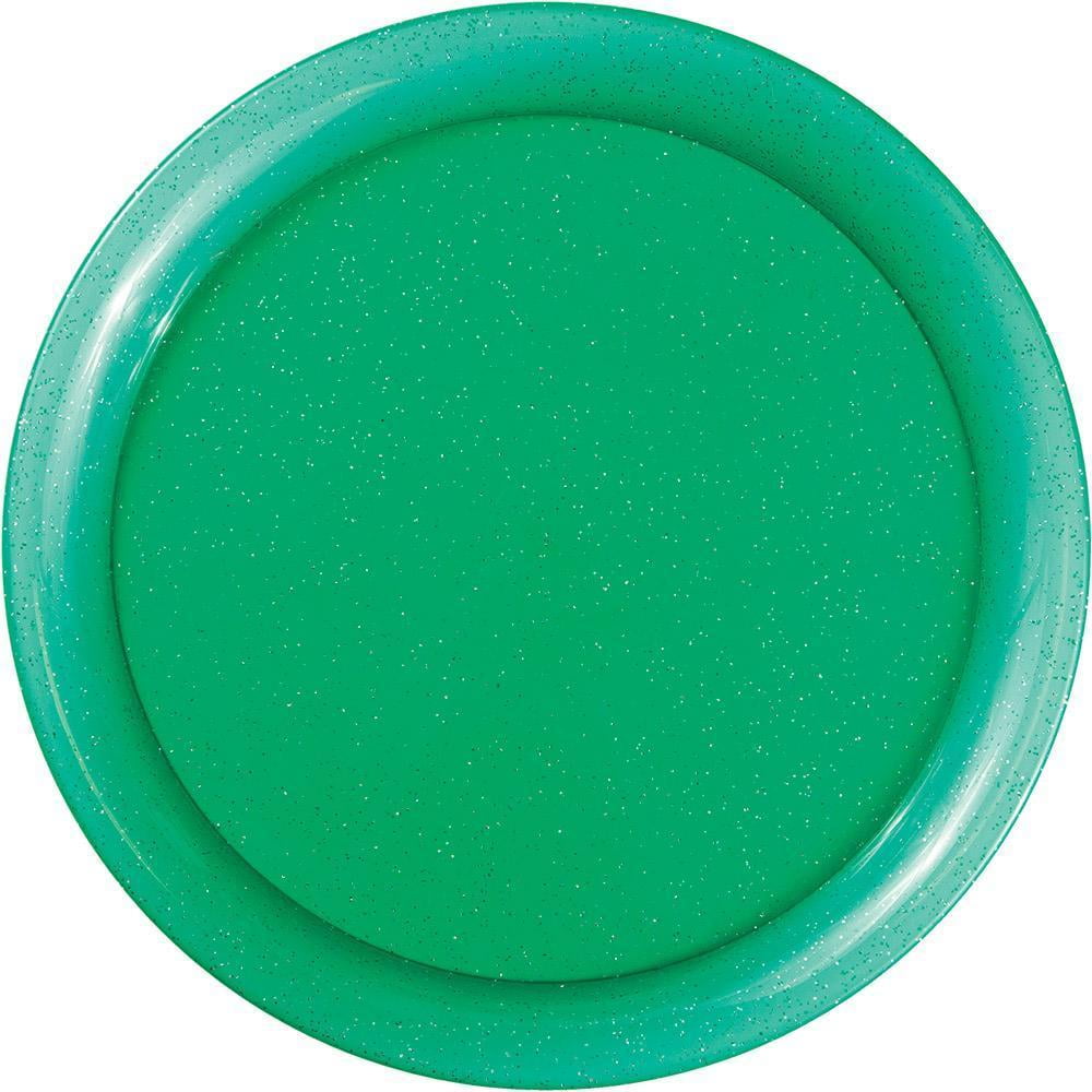 Creative Converting Green Glitter 12 Inch Round Plastic Tray - Walmart.com