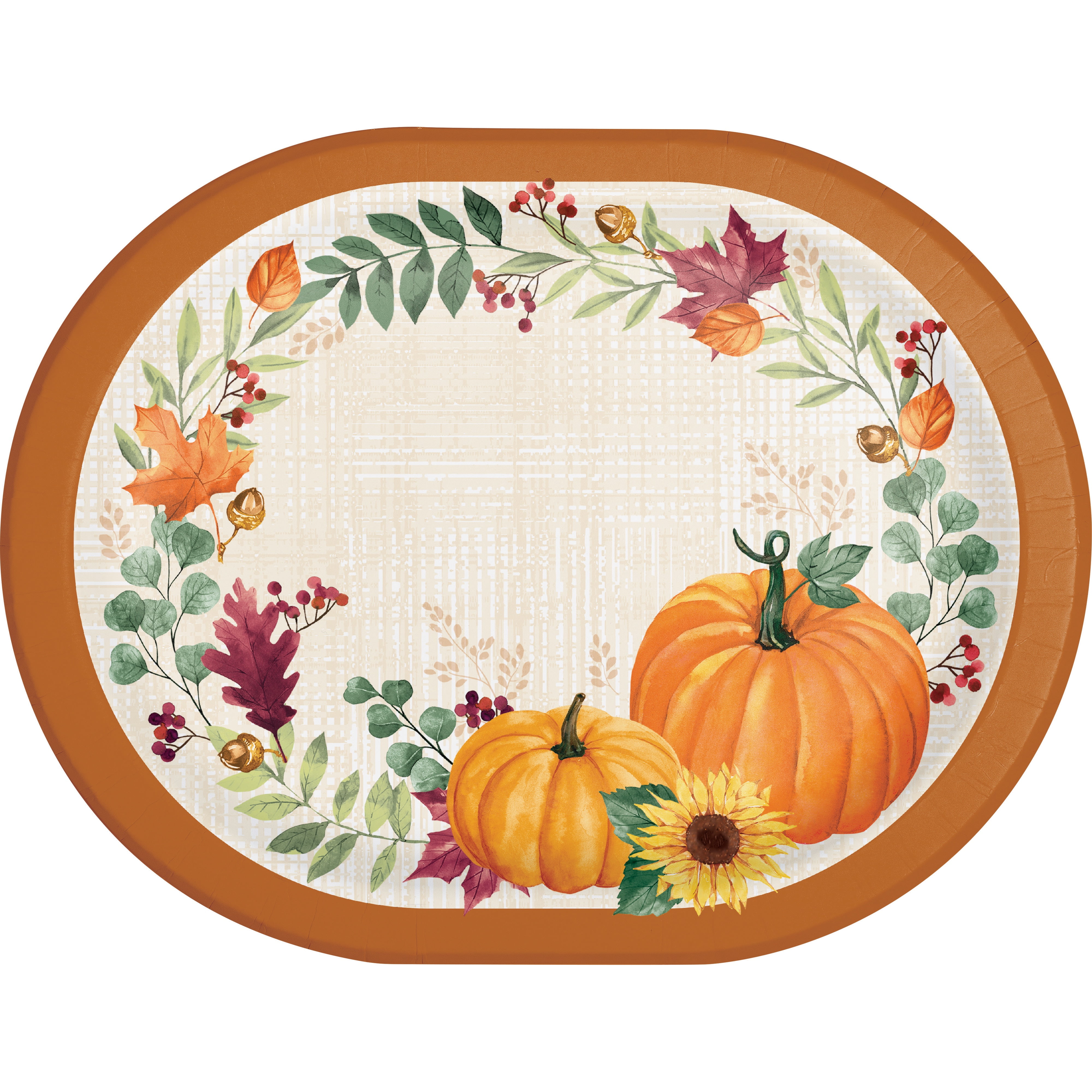 Creative Converting Harvest Wishes Thanksgiving Pumpkin Oval Dinner ...