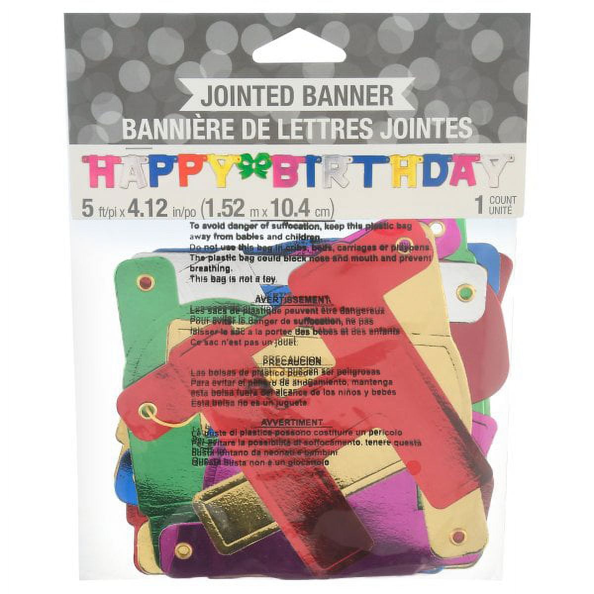 Creative Converting Jointed Banner 4"X5'-Happy Birthday - Walmart.com