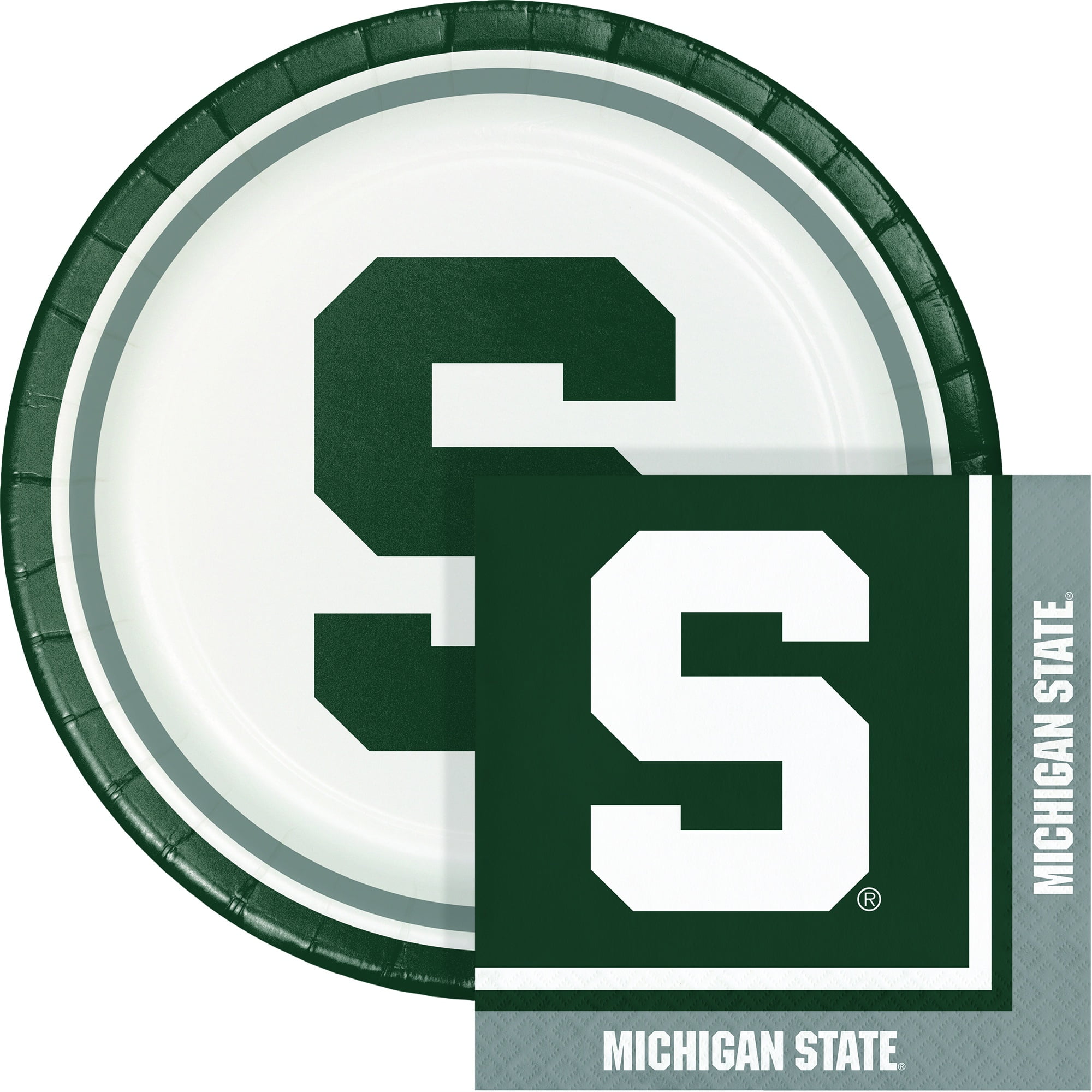 Creative Converting Michigan State Paper Plate and Napkin Party Kit ...