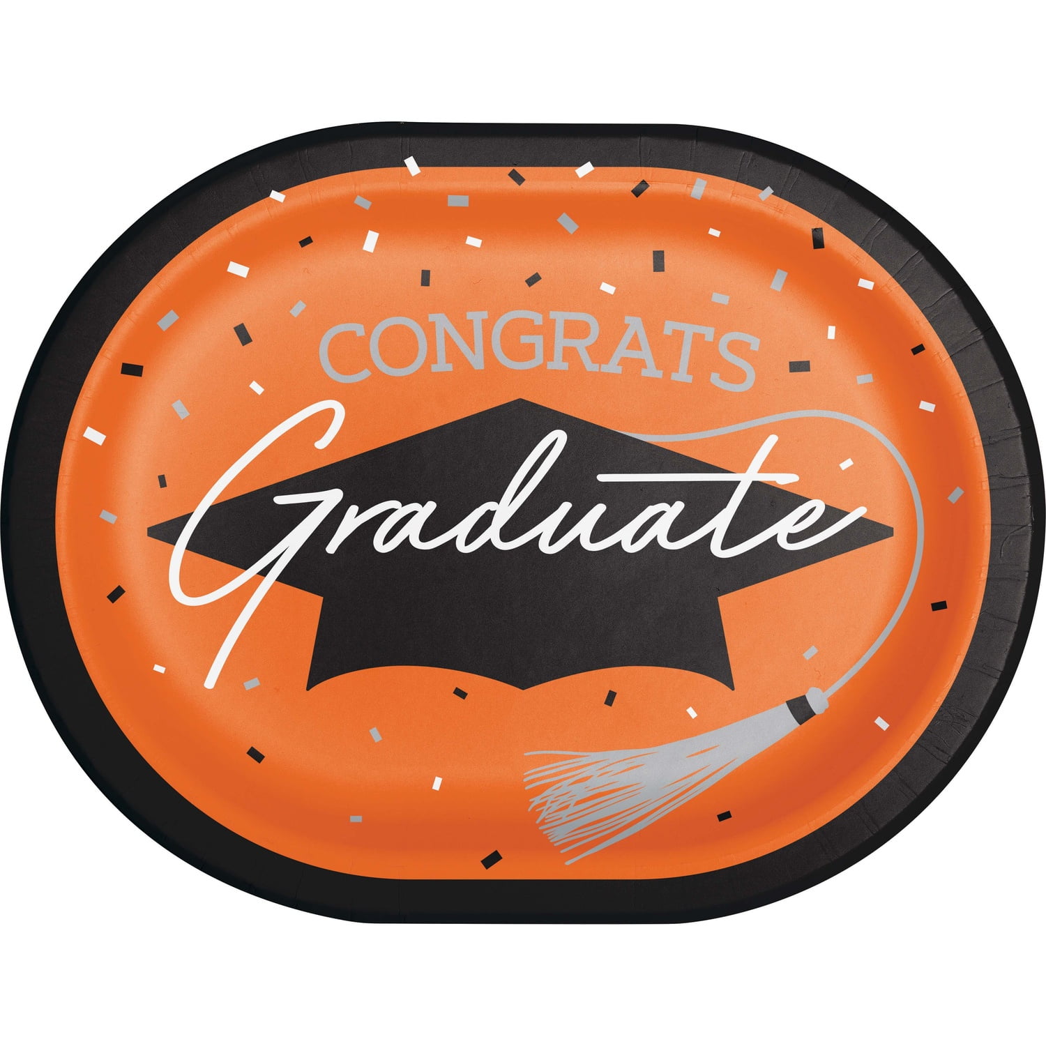 Creative Converting School Spirit Orange Graduation Oval Paper Platters ...