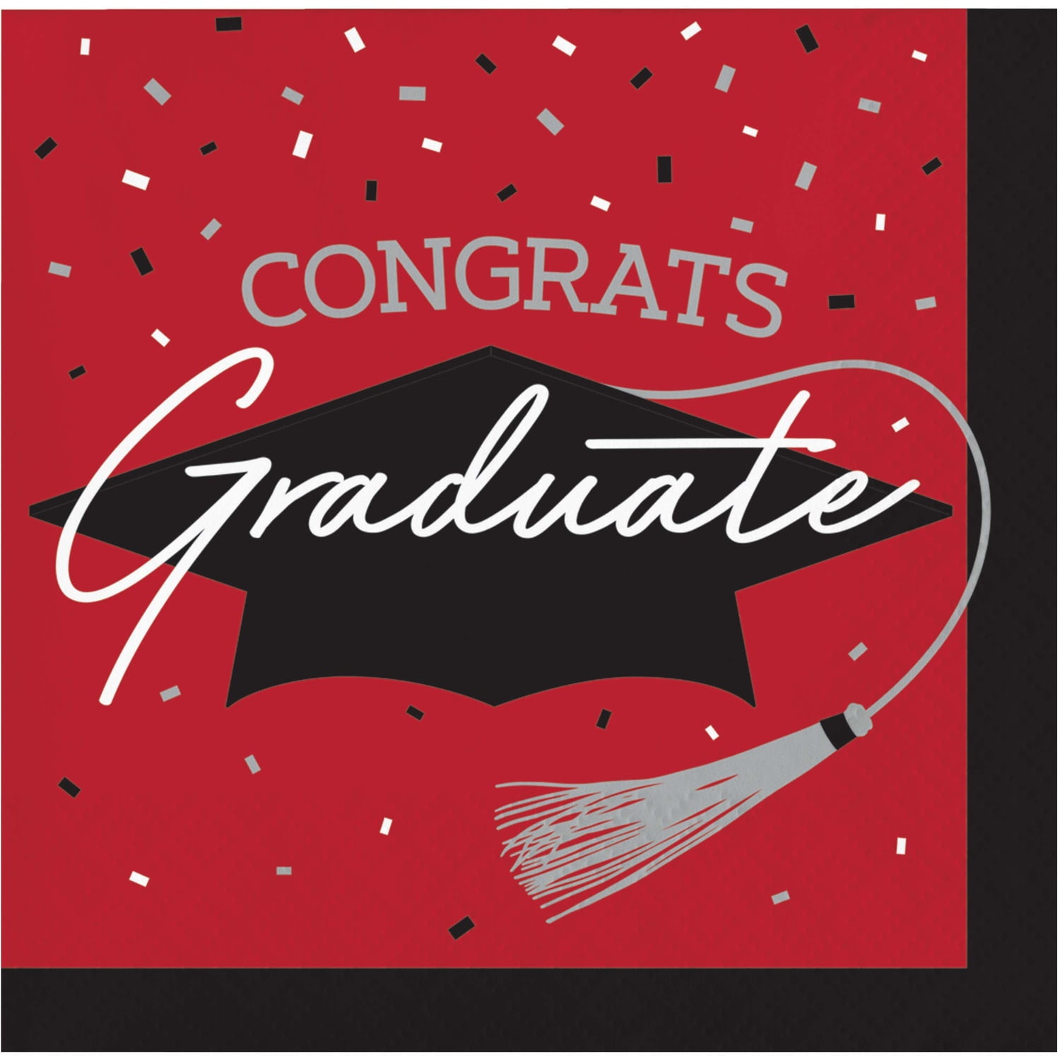 Creative Converting School Spirit Red Graduation Paper Beverage Napkins ...
