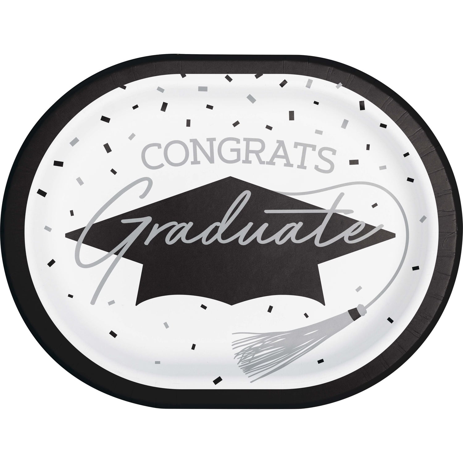 Creative Converting School Spirit White Graduation Oval Paper Platters ...