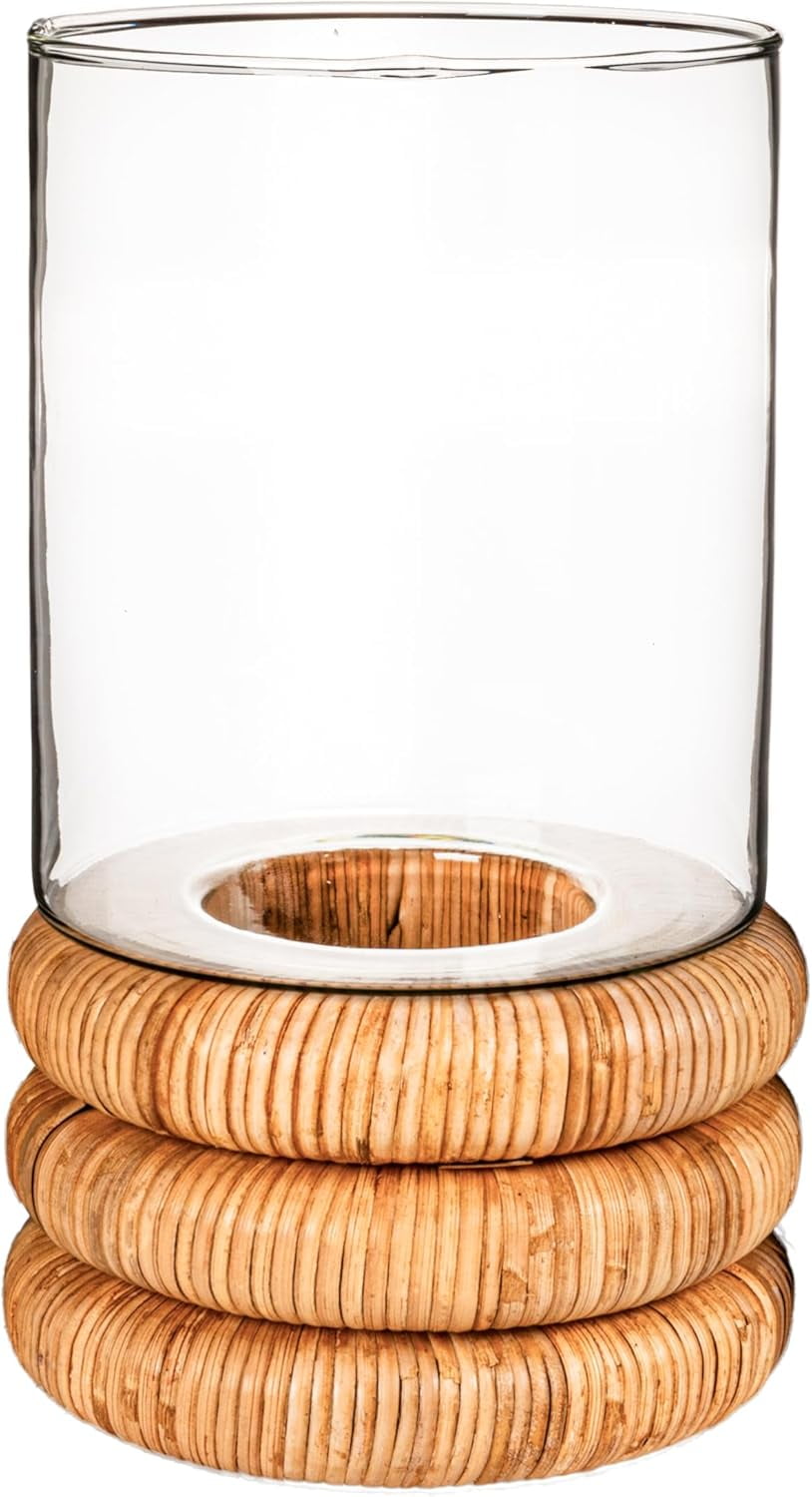 Creative Cooperative Glass Hurricane Vase Weaving Vine Base Small Glass ...