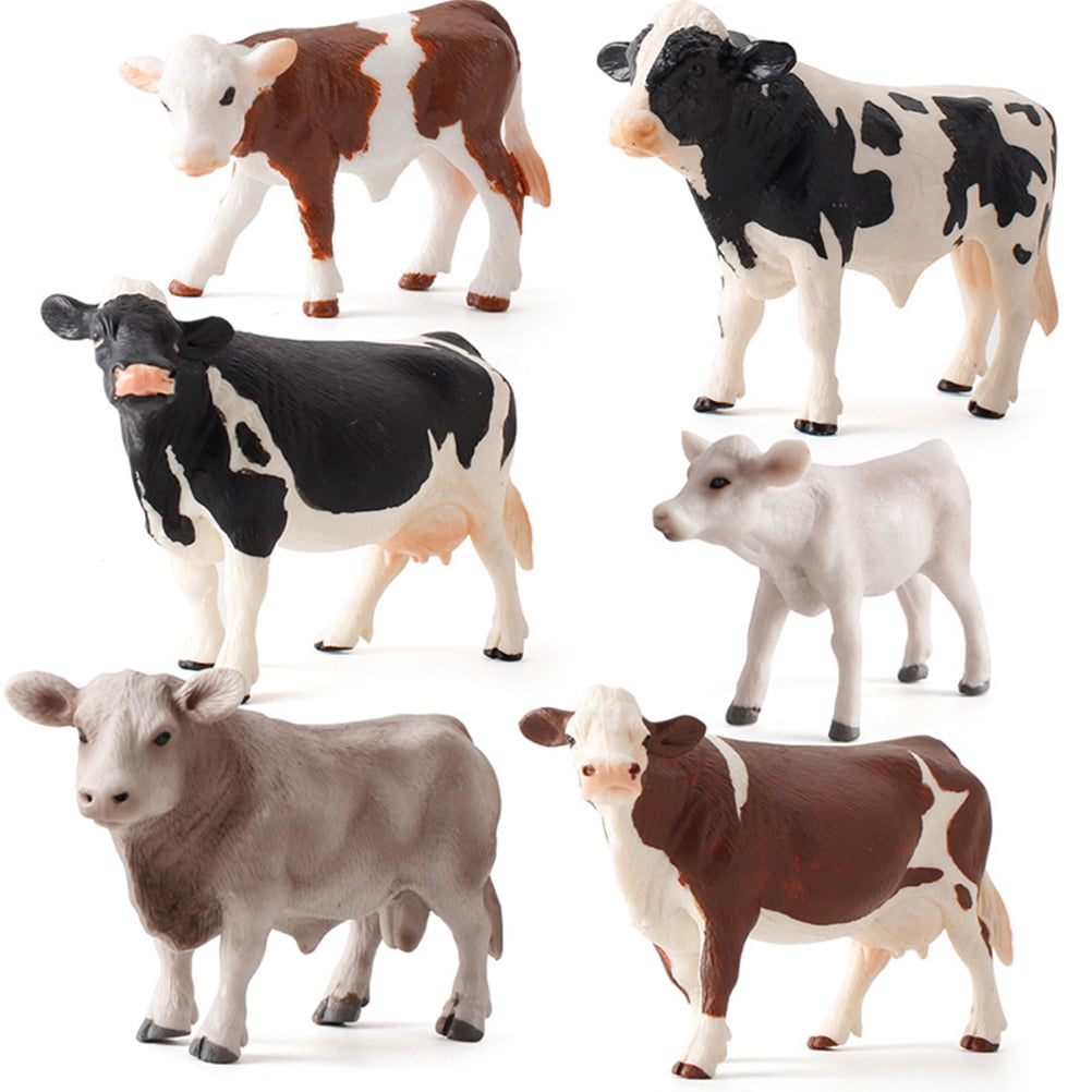 HOOWIFFY Simulation Cow Ornament Mini Cows Figurine Plastic Photo Prop ...