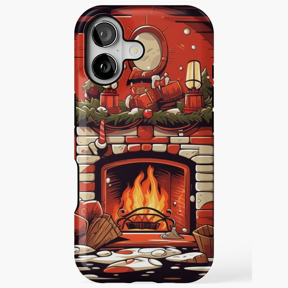 Creative Cozy Fireplace Holiday Magic Illustration Case for iPhone 17 ...