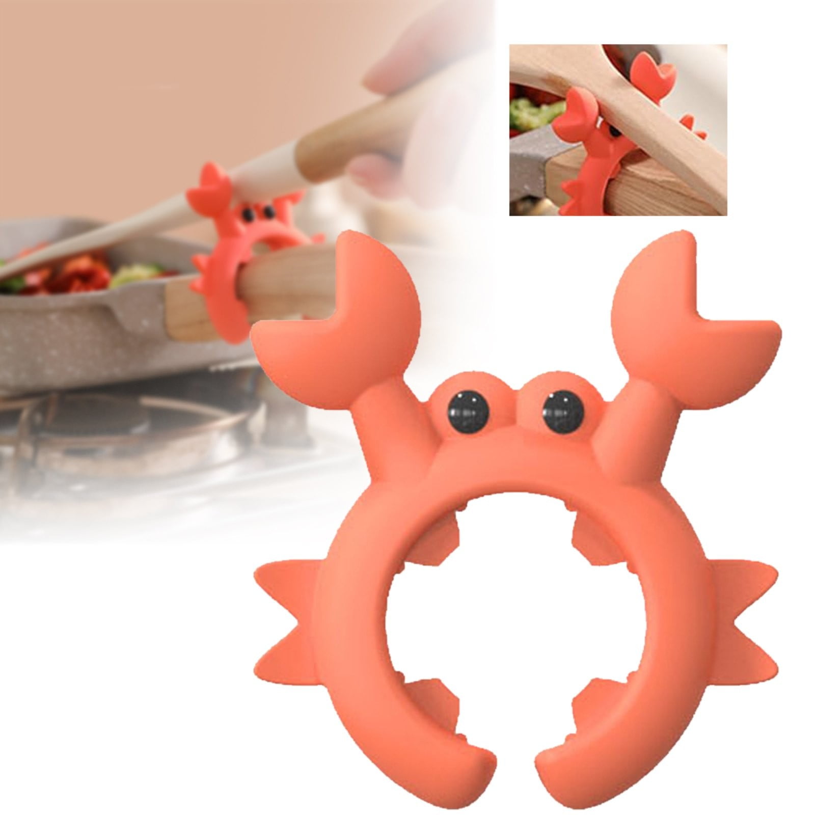 Creative Crab Shaped Silicone Spatula Rack Crab Silicone Spatula Holder Anti Overflow Clip ...