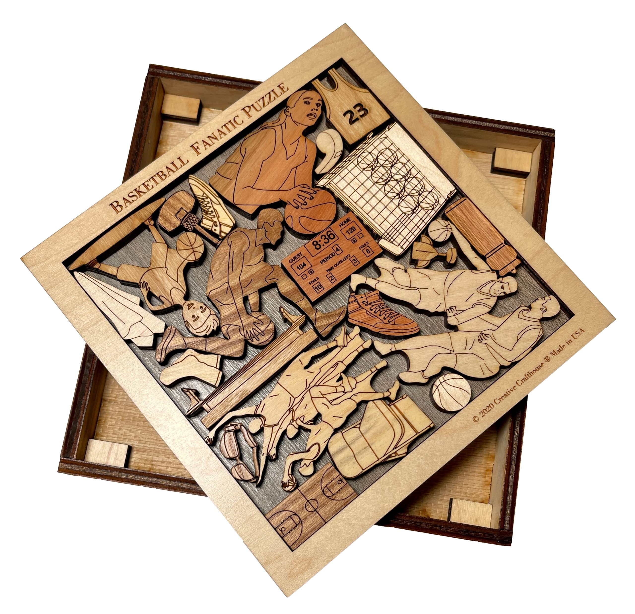 Creative Crafthouse Basketball Fanatic Puzzle Wood, Basketball Theme ...