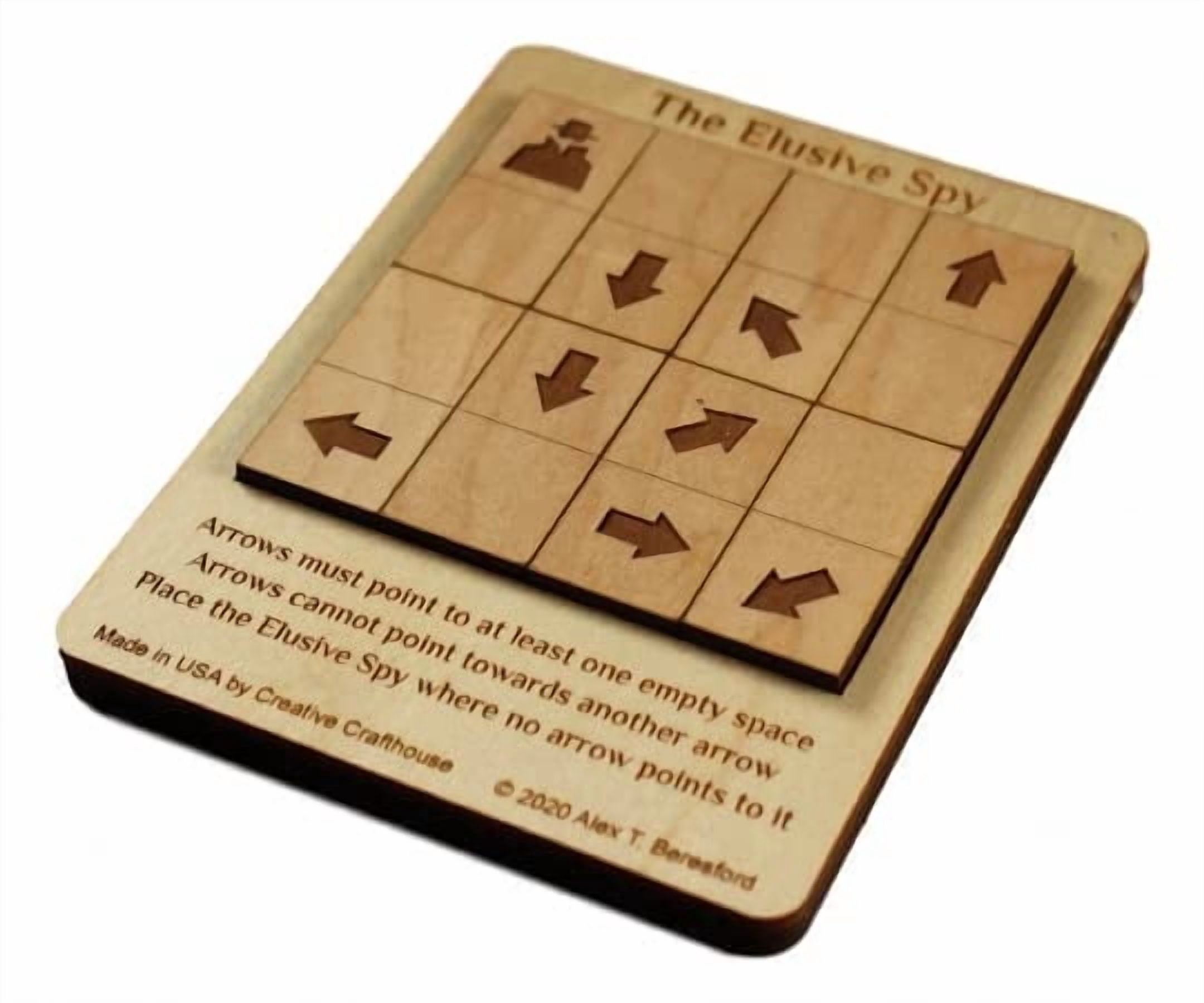 Creative Crafthouse Elusive Spy Puzzle Wood Logic Brain Teaser Made in ...