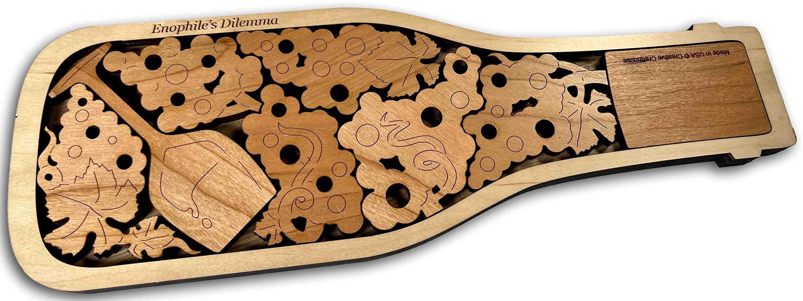 Creative Crafthouse Enophile's Wine Puzzle, Cherry Wood Bar Gift, USA ...