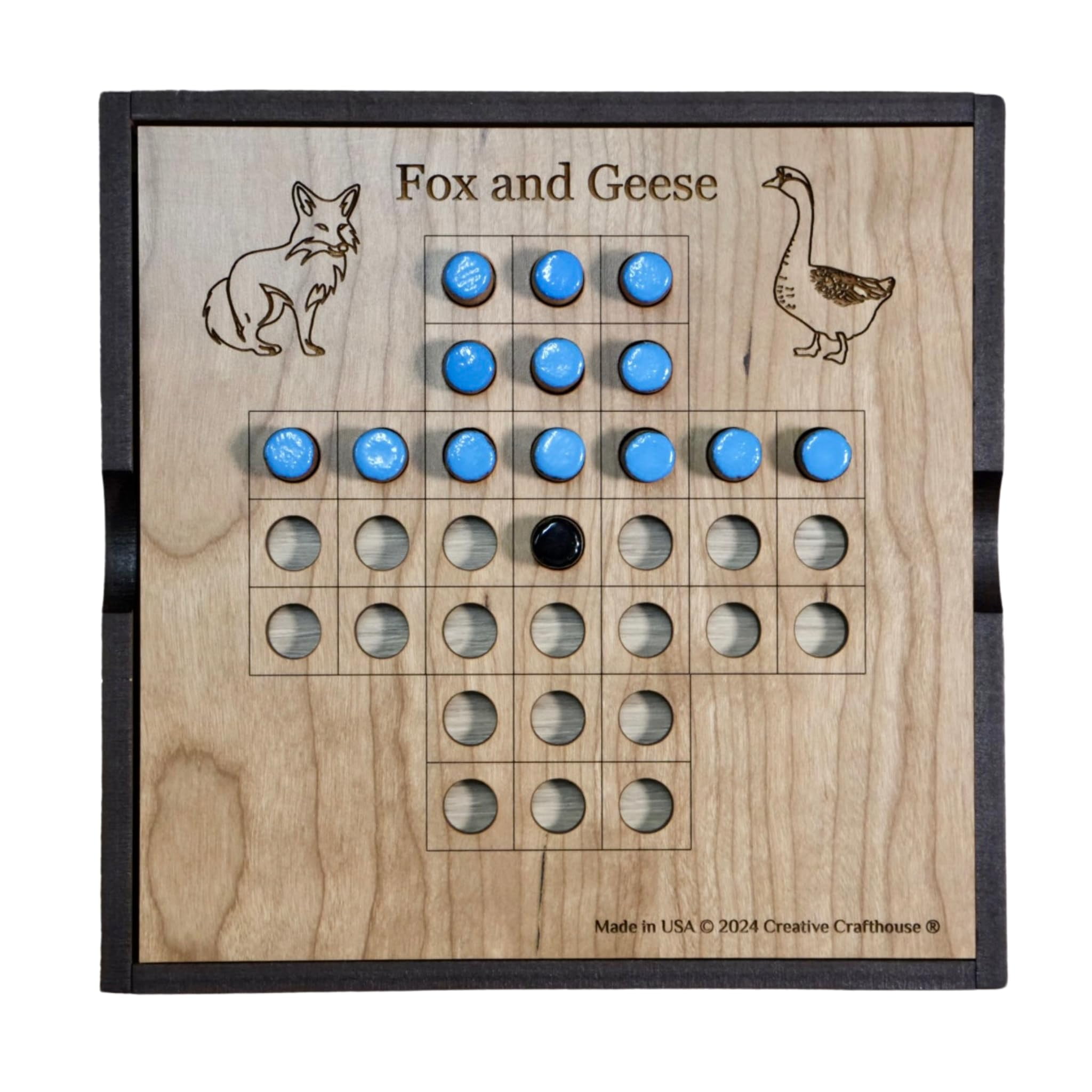 Creative Crafthouse Fox and Geese Game, Wood Strategy Travel Set, USA ...