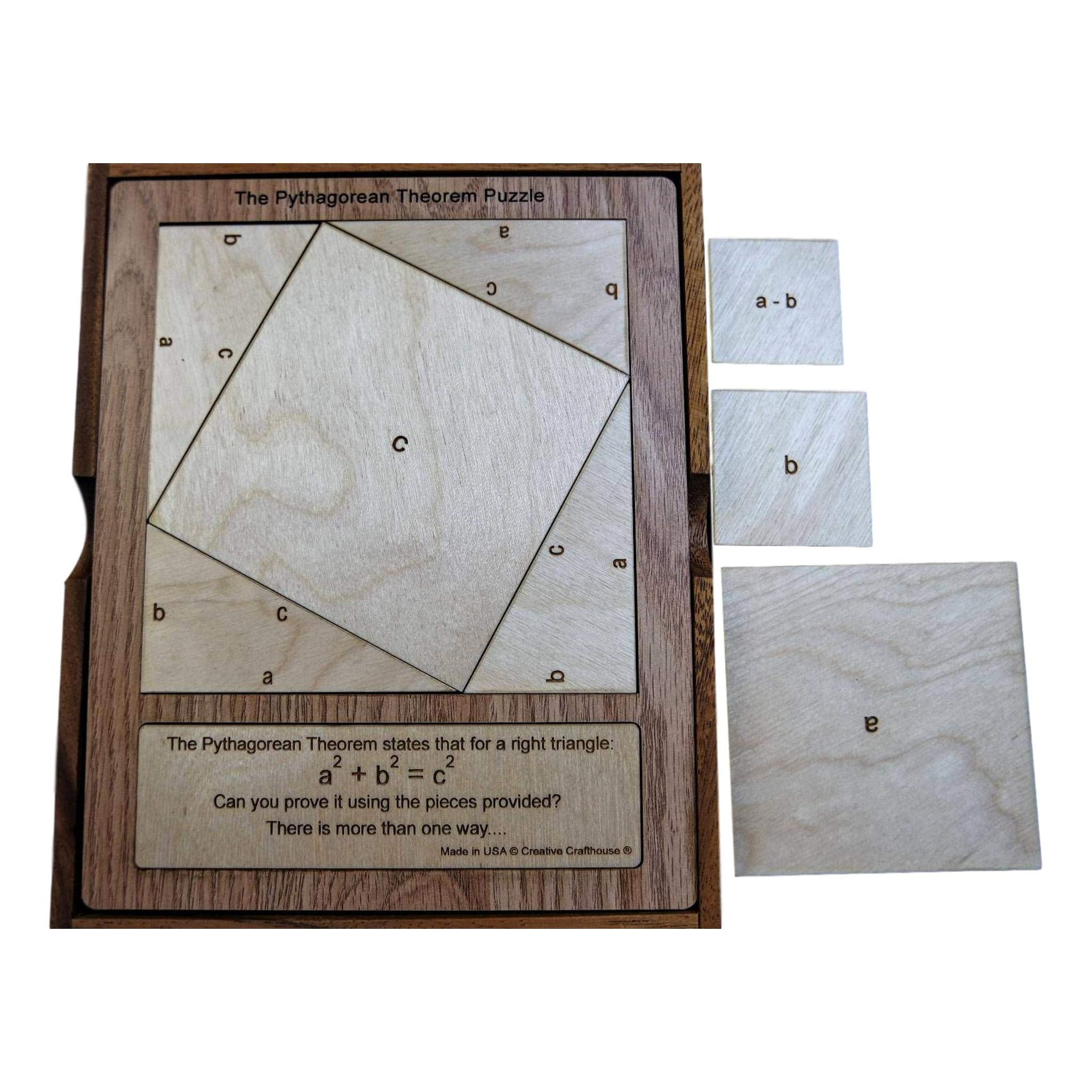 Creative Crafthouse Pythagorean Theorem Puzzle, Wood Geometry STEM Toy ...