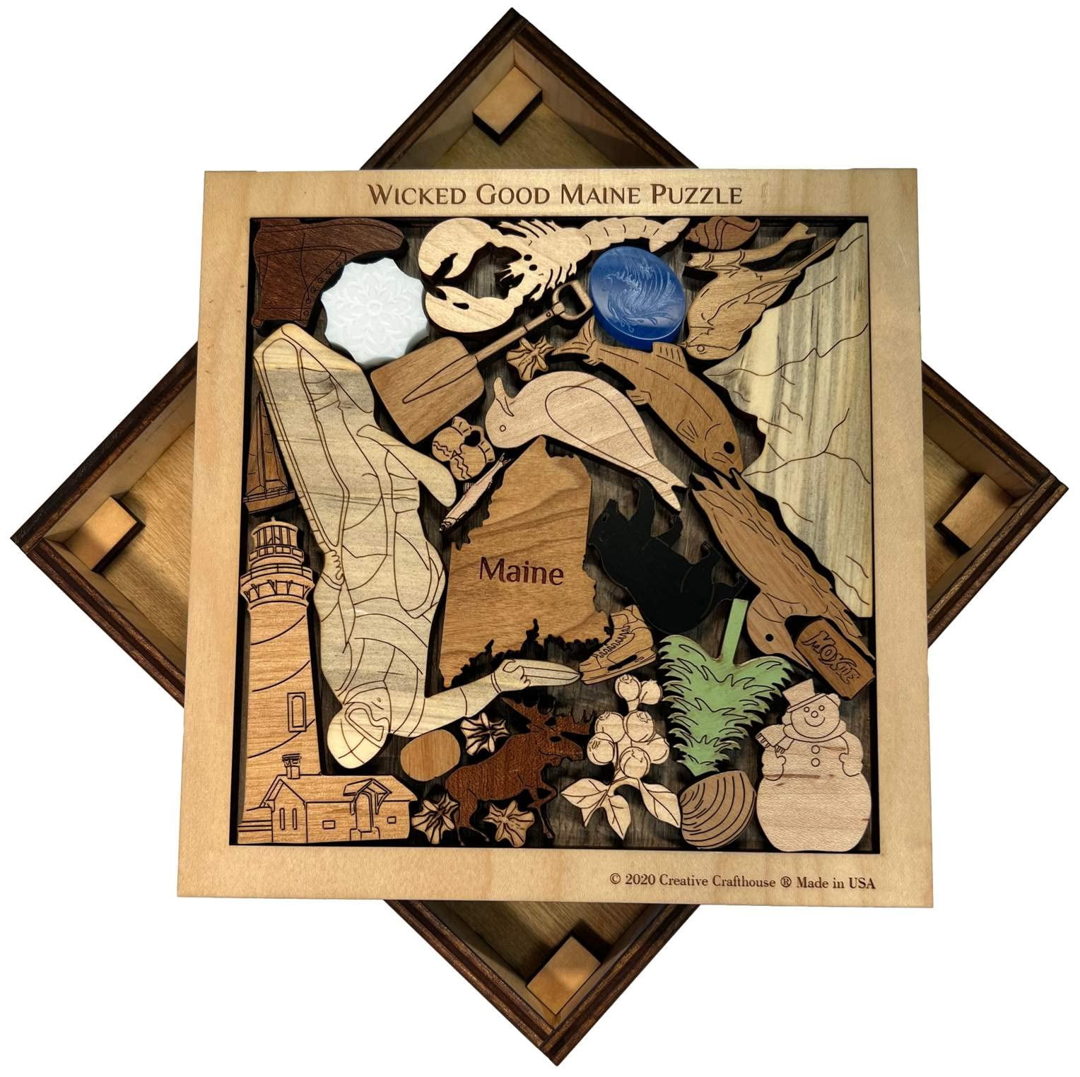 Creative Crafthouse Wicked Good Maine Puzzle, Pine Tree State Wood Gift ...