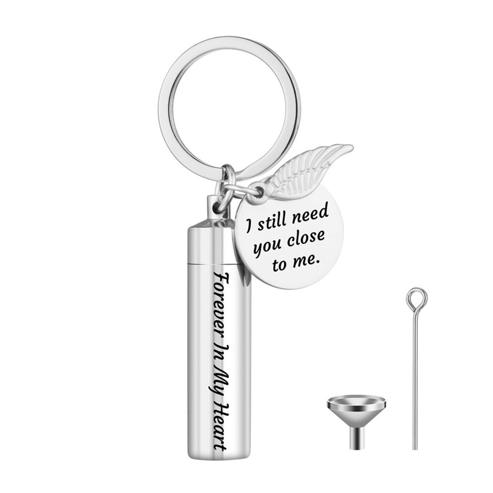 Creative Cremation Jewelry Urn Keychain for Ashes with Angel Wing Charm ...