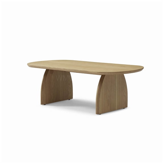 Creative Curved Base Coffee Table, Oval Minimalist Design in Natural ...