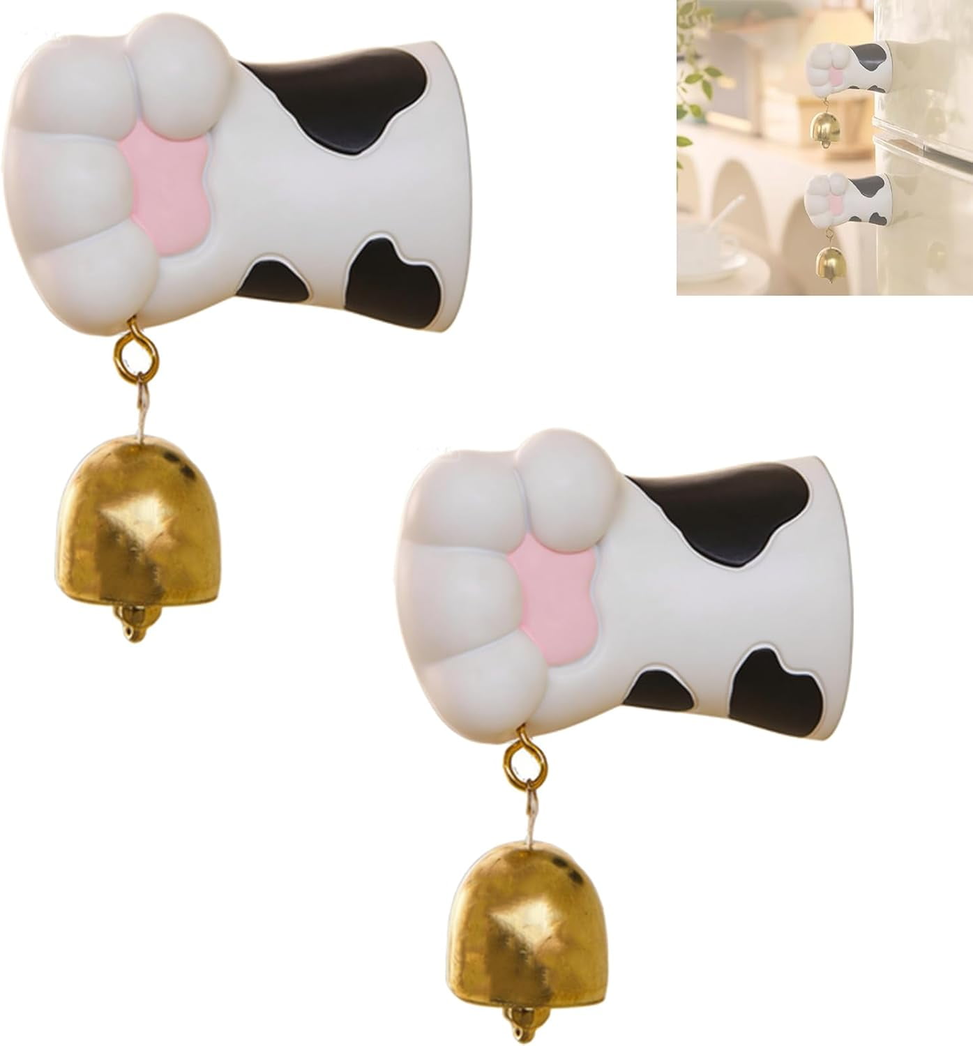 Creative Cute Cow Cat Paw Doorbell, Resin Magnetic Cat Paw Decorative ...