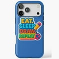 Creative Cycle Eat Sleep Draw Repeat Art Phone Case Compatible iPhone ...