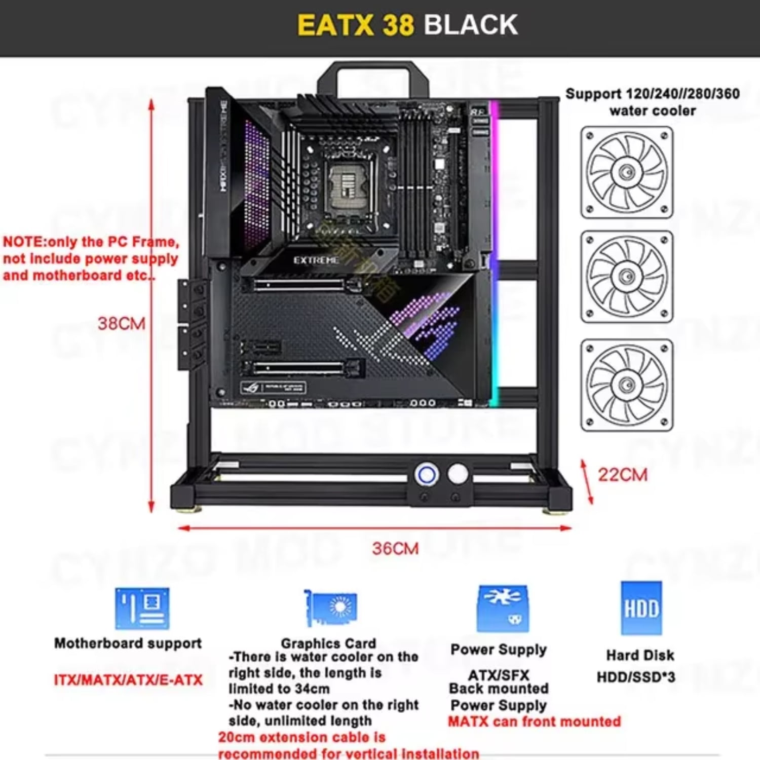 Creative DIY Aluminum Open Frame Gamers Cabinet MOD ITX MATX ATX EATX ...