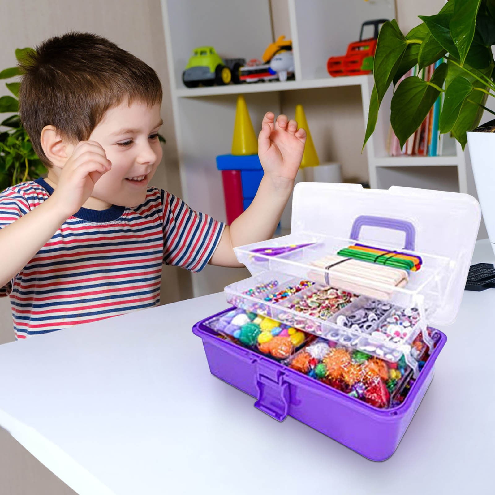 Creative DIY Craft Tote Box With Multiple Compartments For Art Supplies ...
