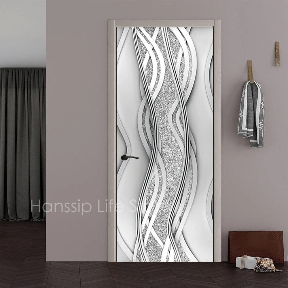 Creative DIY Door Stickers Mural Self Adhesive PVC 3D Wallpaper Art ...