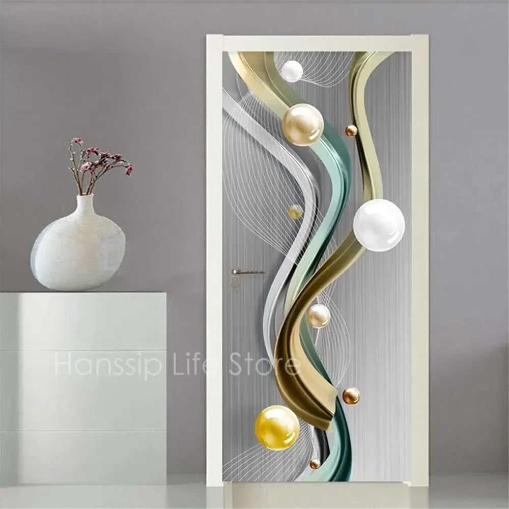 Creative DIY Door Stickers Mural Self Adhesive PVC 3D Wallpaper Art ...