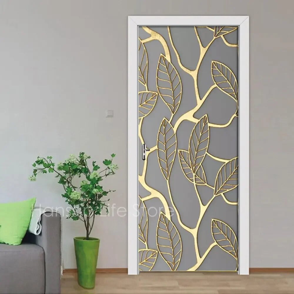 Creative DIY Door Stickers Mural Self Adhesive PVC 3D Wallpaper Art ...