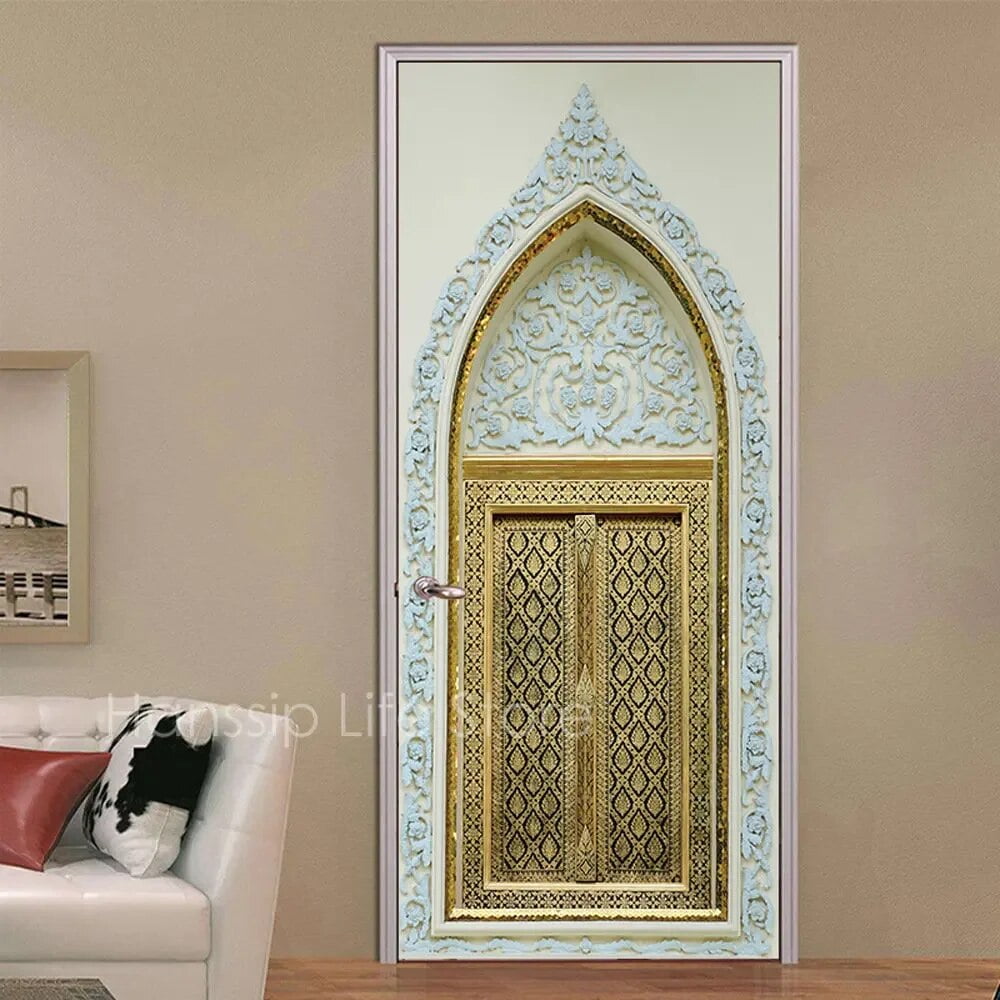 Creative DIY Door Stickers Mural Self Adhesive PVC 3D Wallpaper Art ...