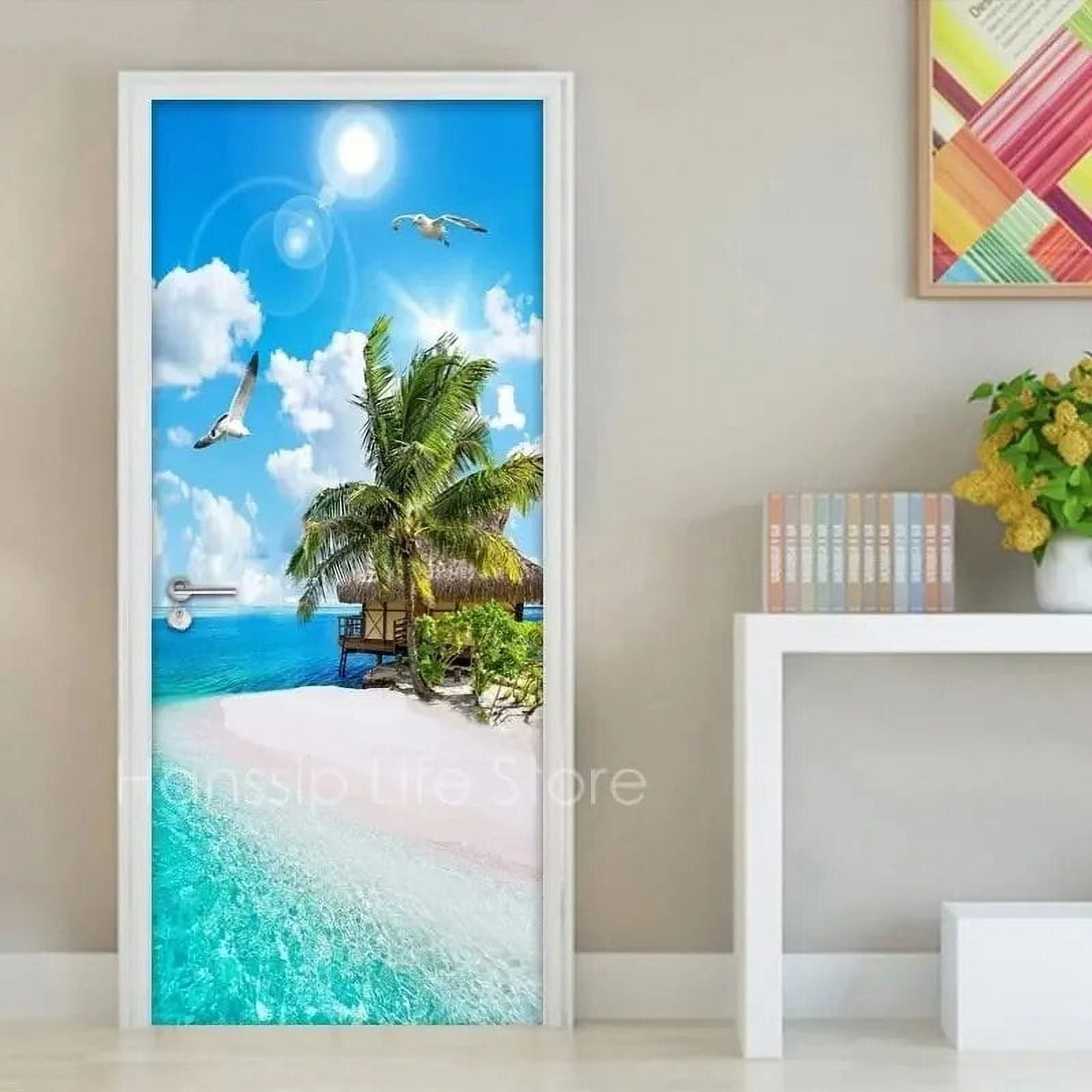 Creative DIY Door Stickers Mural Self Adhesive PVC 3D Wallpaper Art ...