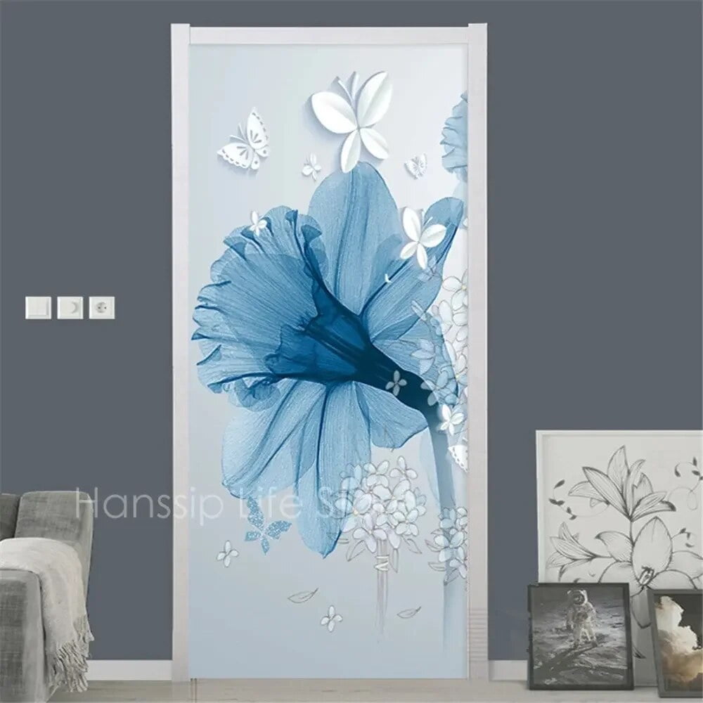 Creative DIY Door Stickers Mural Self Adhesive PVC 3D Wallpaper Art ...