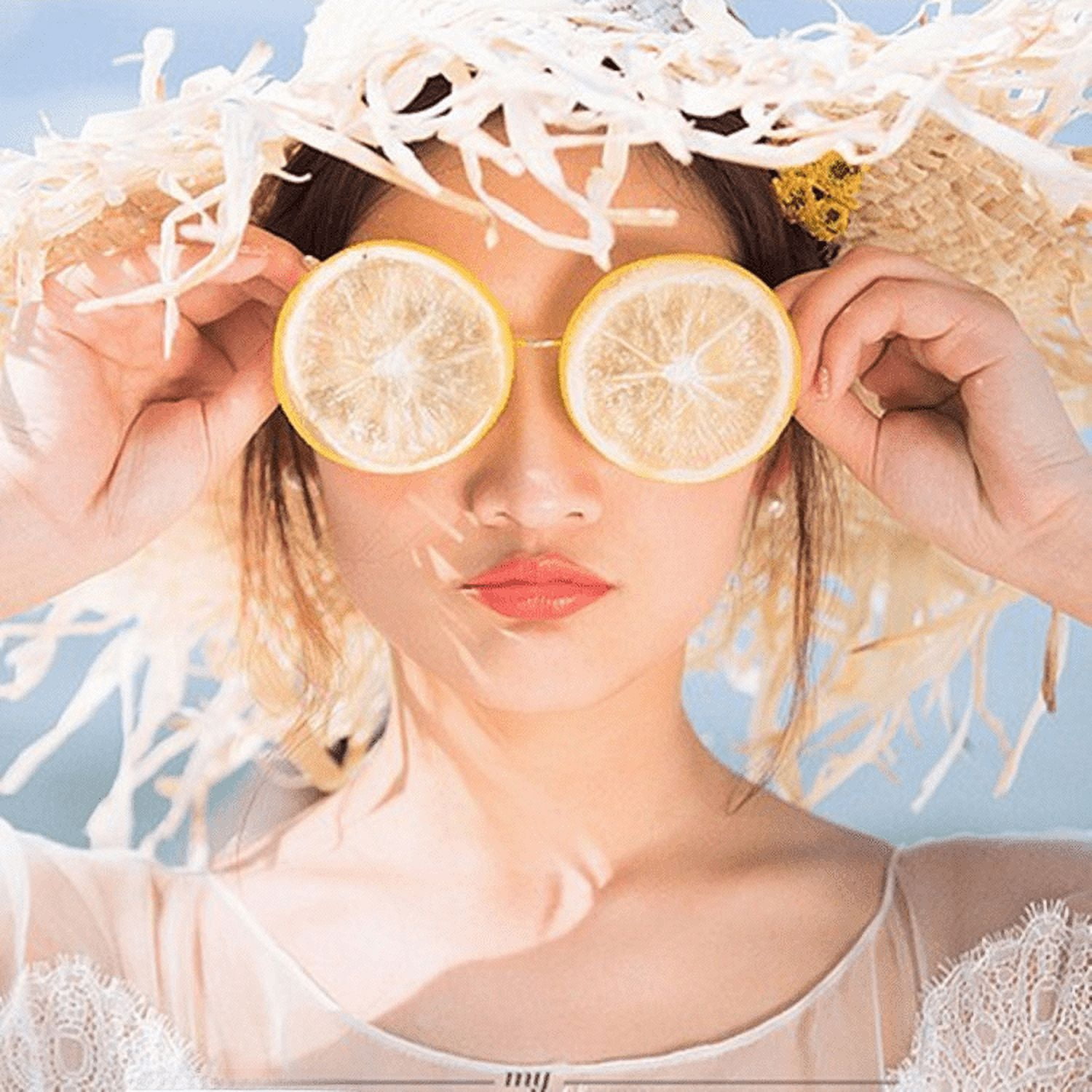 Creative DIY lemon glasses wedding photography beach seascape props ...