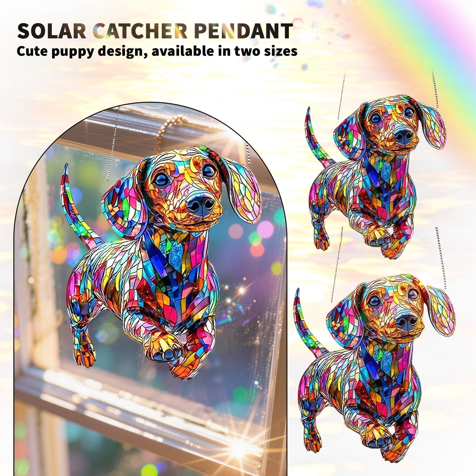 Creative Dachshund Window Sun Catcher Ornament, 2D Acrylic Pet Lover ...