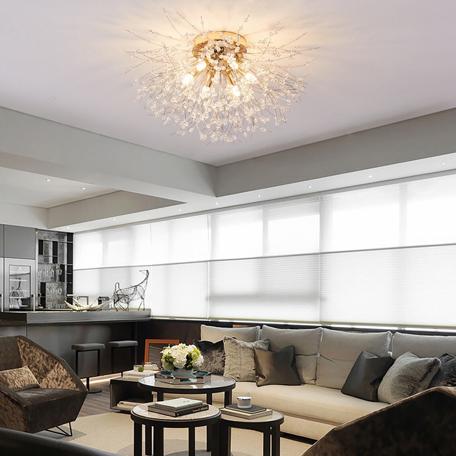 Creative Dandelion Crystal Chandelier Firework Pendant Light Ceiling ...