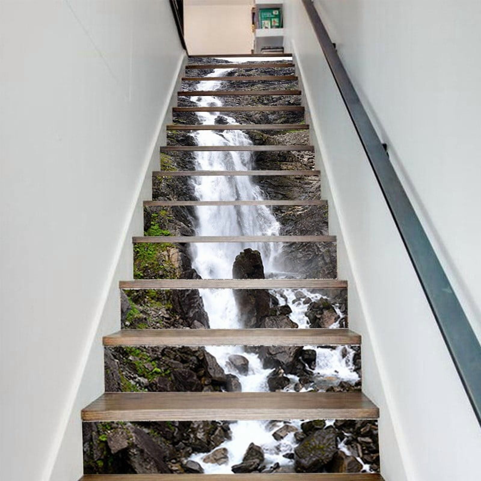 Creative Decorative 3D Waterfall Mountain Water Self-Adhesive Stair ...