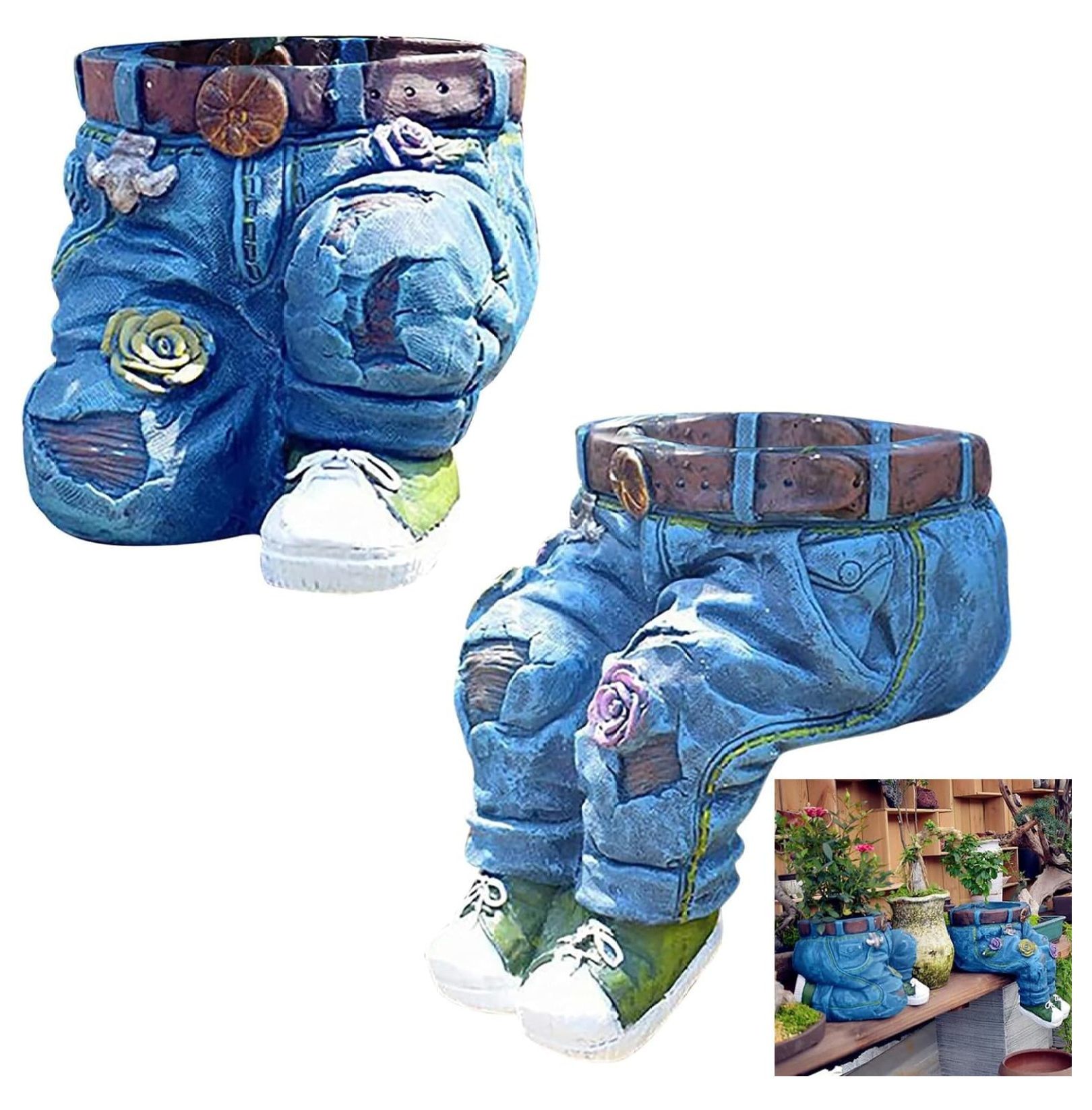 Creative Denim Pants Resin Flower Pot,Flower Planting Pots, Resin Jeans ...